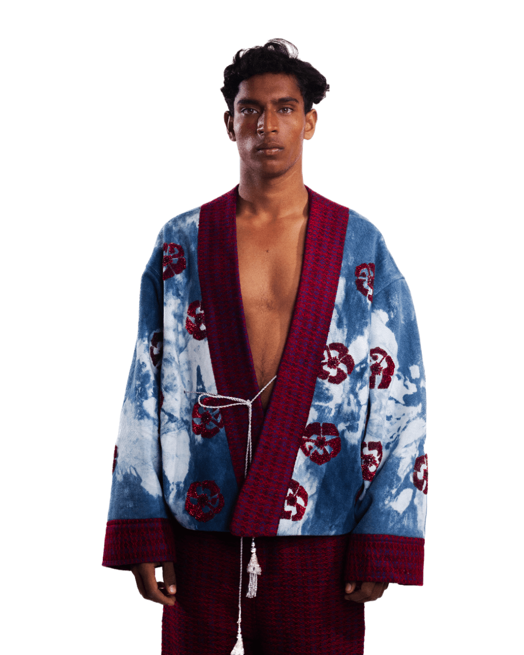 "HIMALAYAN NIGHTS" HAND EMBROIDERED KIMONO